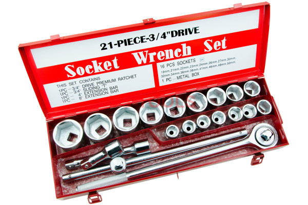 21pcs 3/4 Drive Square 19-50mm 6pt Metric Socket Set Sockets ...